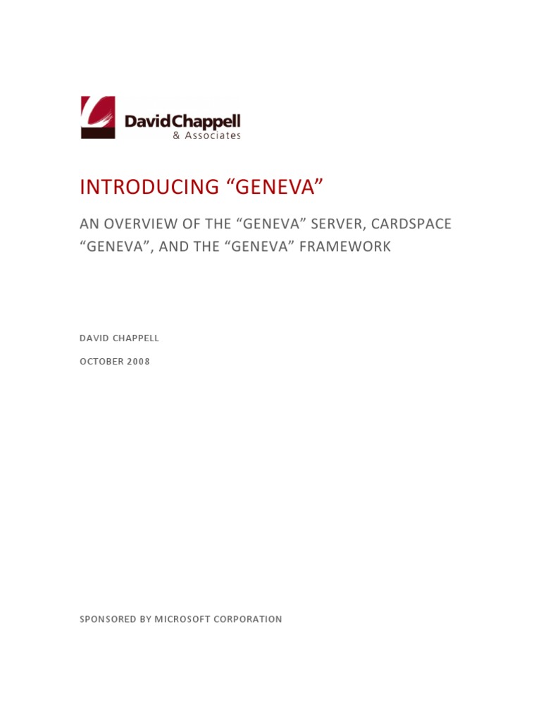 Introducing "Geneva": An Overview of The "Geneva" Server, Cardspace ...