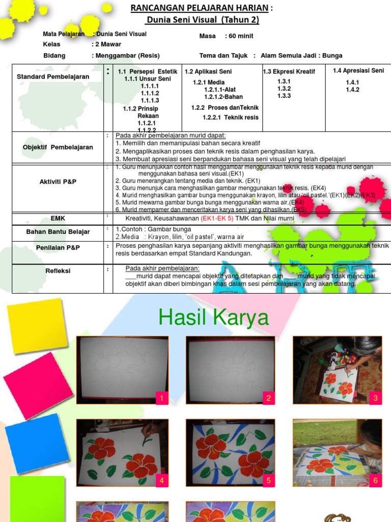 Pelajaran Seni: Teknik Resis Bunga | PDF | Seni