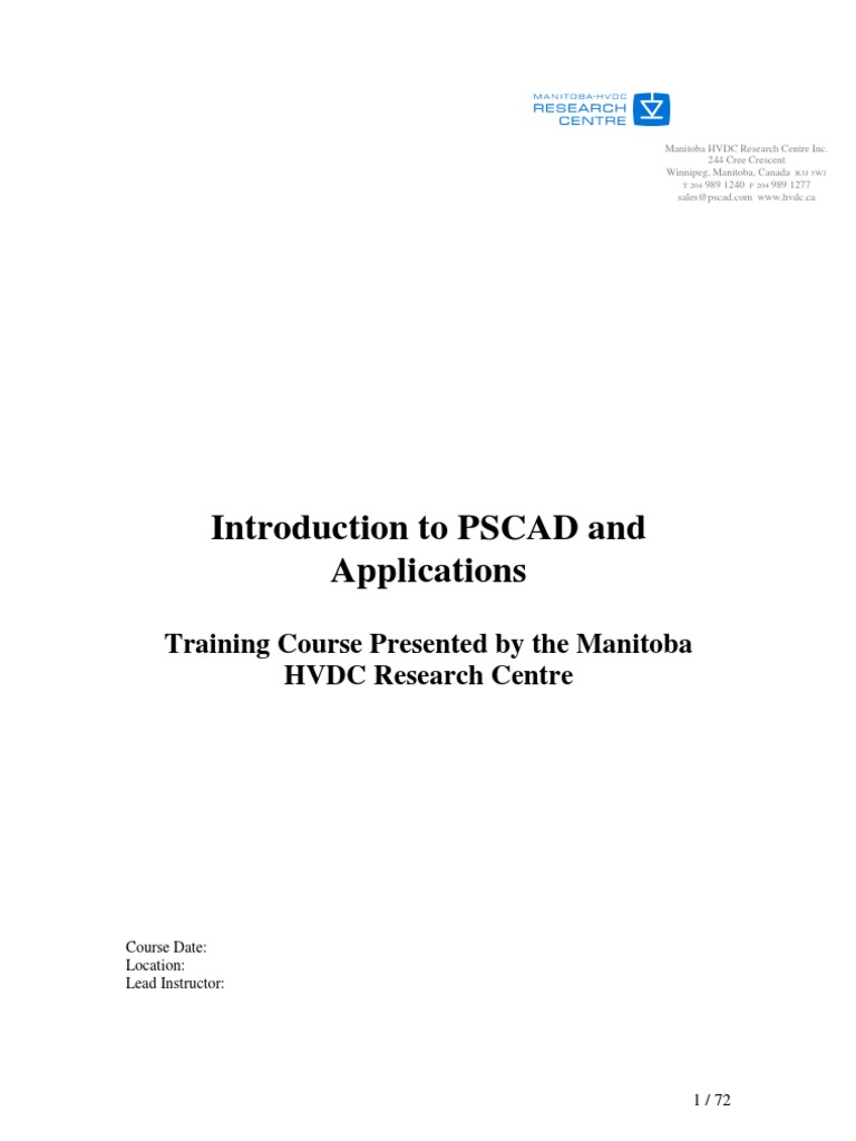 Introduction to PSCAD Training Course | PDF | Electric Motor | Transformer