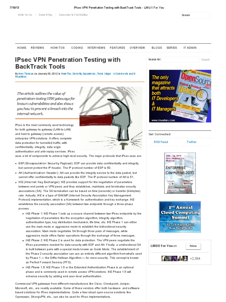 IPsec VPN Penetration Testing With BackTrack Tools | PDF | Information ...