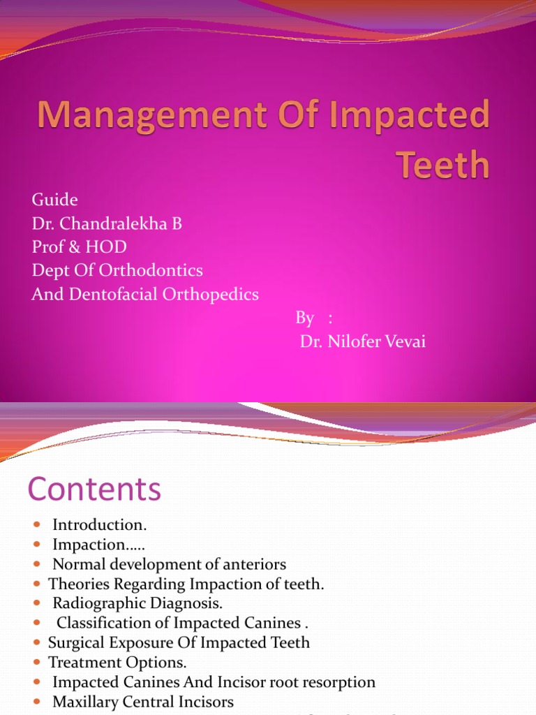 Management of Impacted Teeth | PDF | Tooth | Mouth