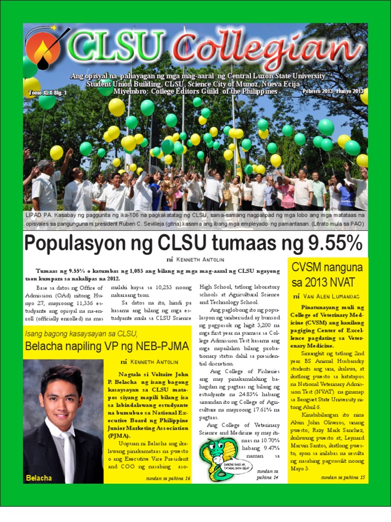 CLSU Collegian Newsletter Issue For February 2013 - June 2013 | PDF