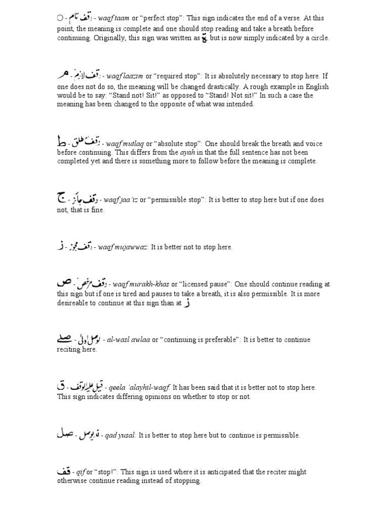 Pauses in The Quran | PDF | Quran | Islam