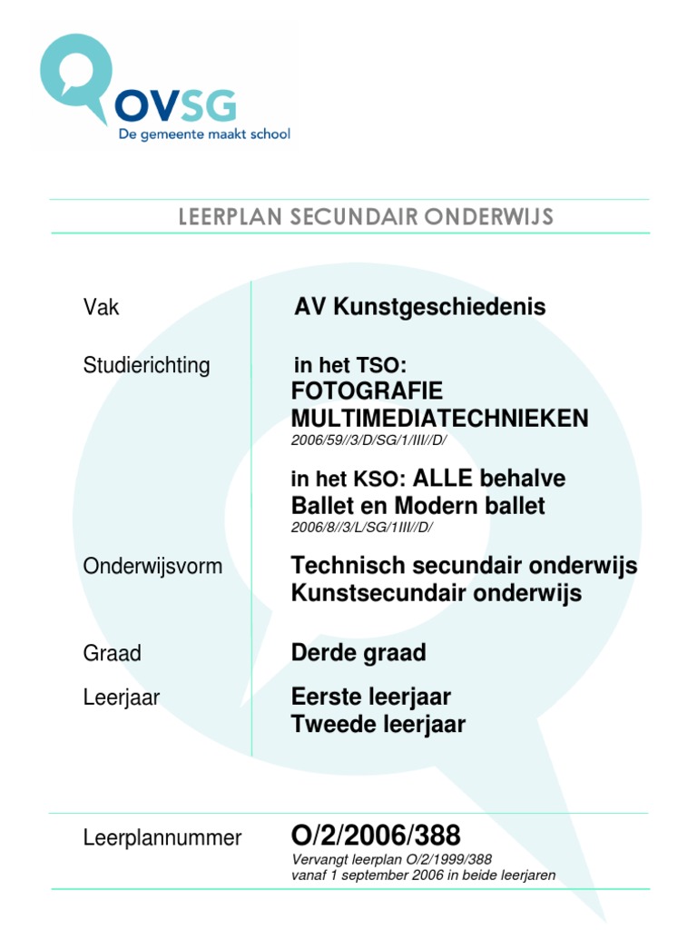OVSG Leerplan Kunstgeschiedenis 3de Graad KSO | PDF