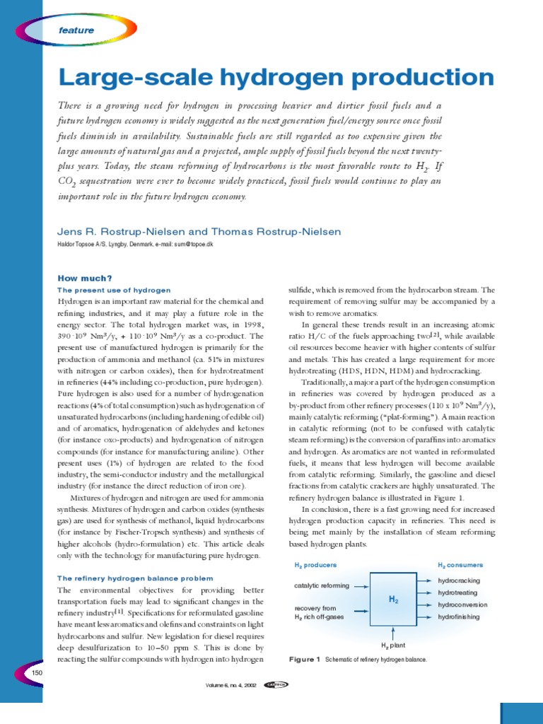Large-Scale Hydrogen Production Methods | PDF | Natural Gas | Cracking ...