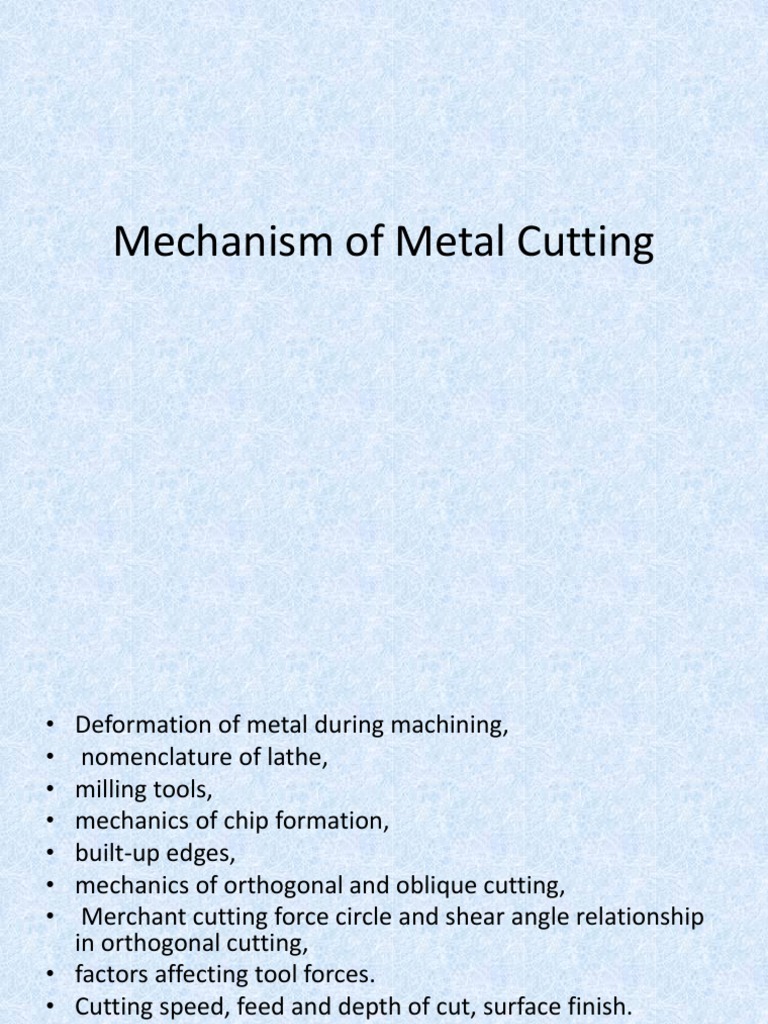 Mechanism of Metal Cutting | PDF | Fracture | Machining