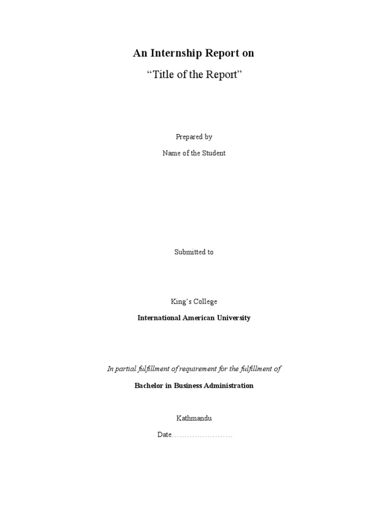 Internship Report Format King's | PDF | Internship | Job Hunting