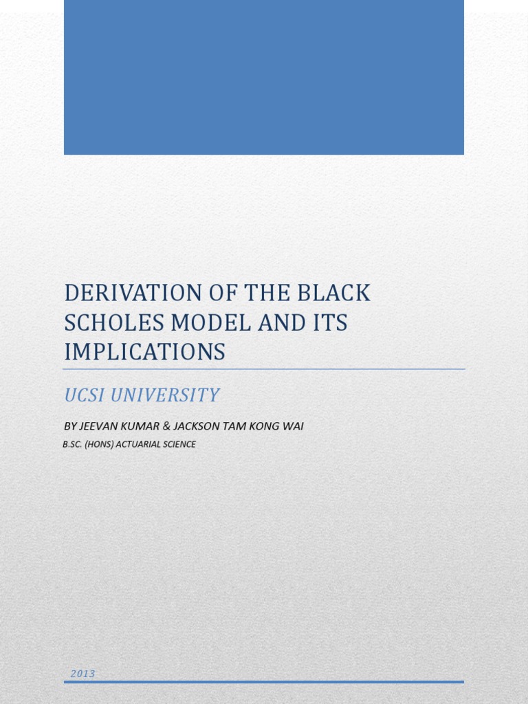 The Derivation of Black Scholes Model (Ip) | PDF | Black–Scholes Model ...