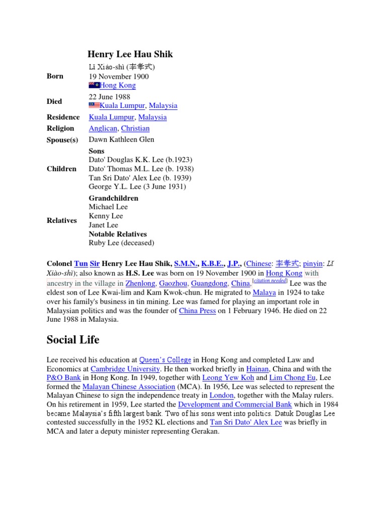 Henry Lee Hau Shik | PDF | Malaysia | China