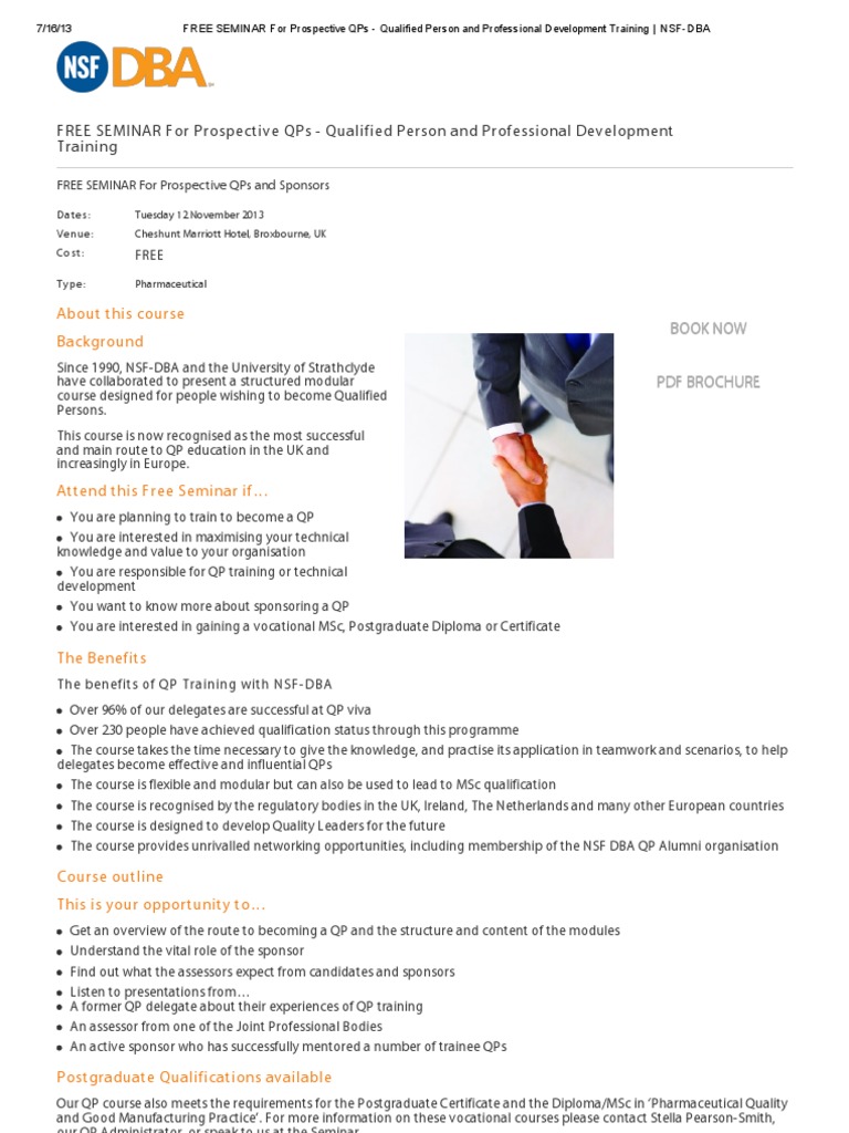 FREE SEMINAR For Prospective QPs - Qualified Person and Professional ...