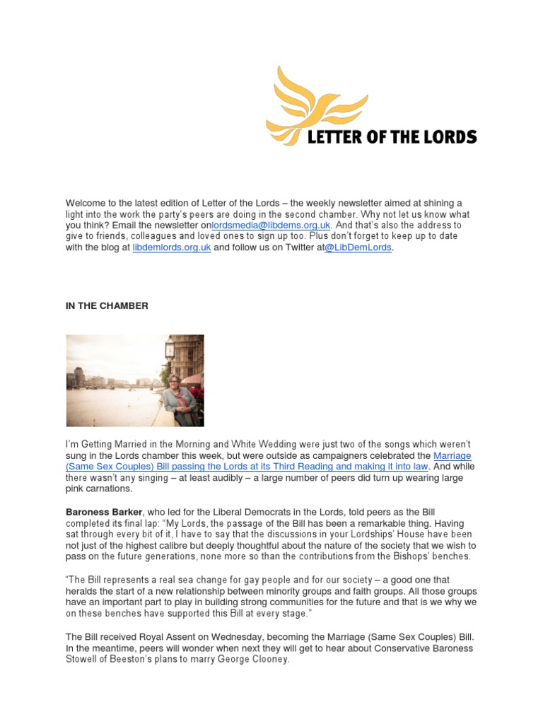 Letter of The Lords - July 18, 2013 | PDF | House Of Lords | Department ...