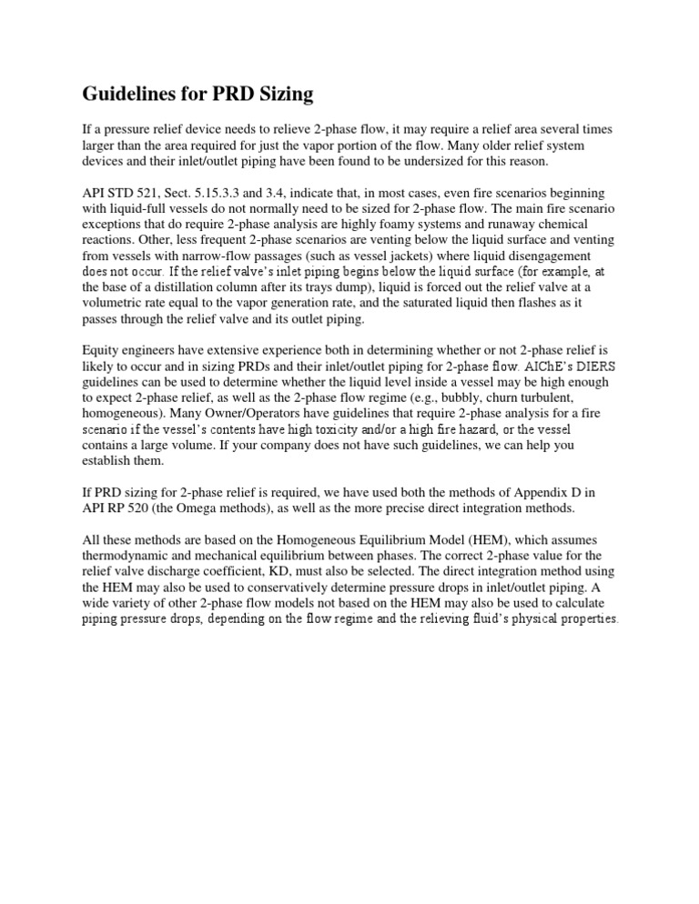 Guidelines For PRD Sizing | PDF | Fluid Dynamics | Liquids