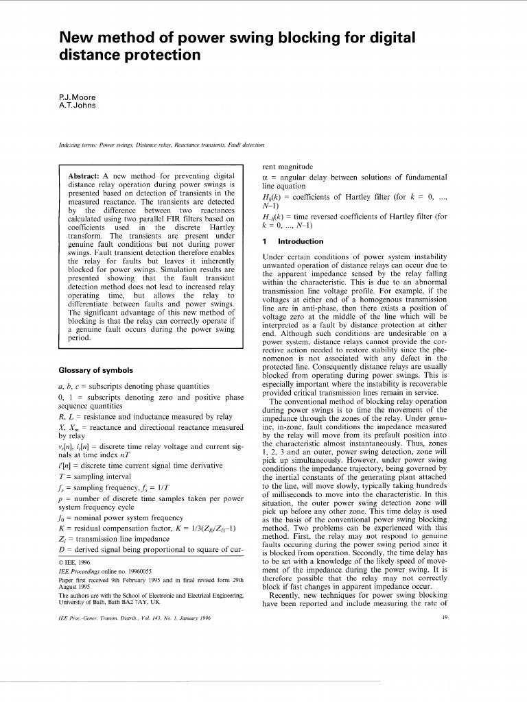 New method of power swing blocking for digital distance protection ...