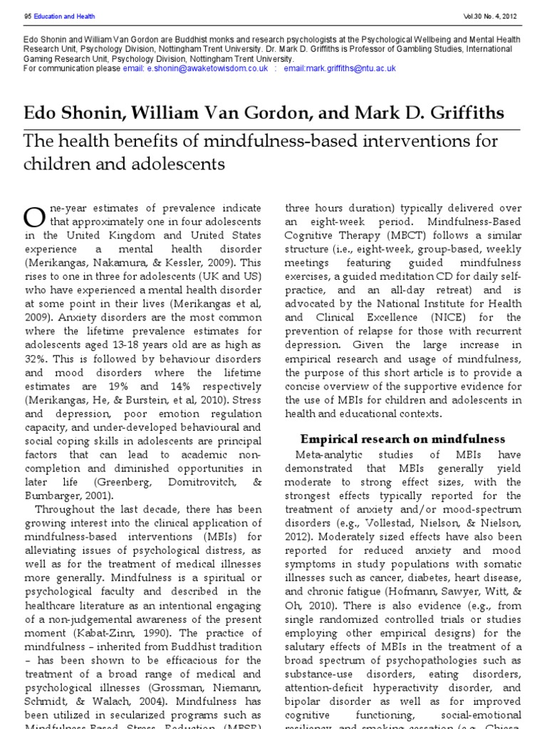 Edo Shonin, William Van Gordon, and Mark D. Griffiths | PDF ...