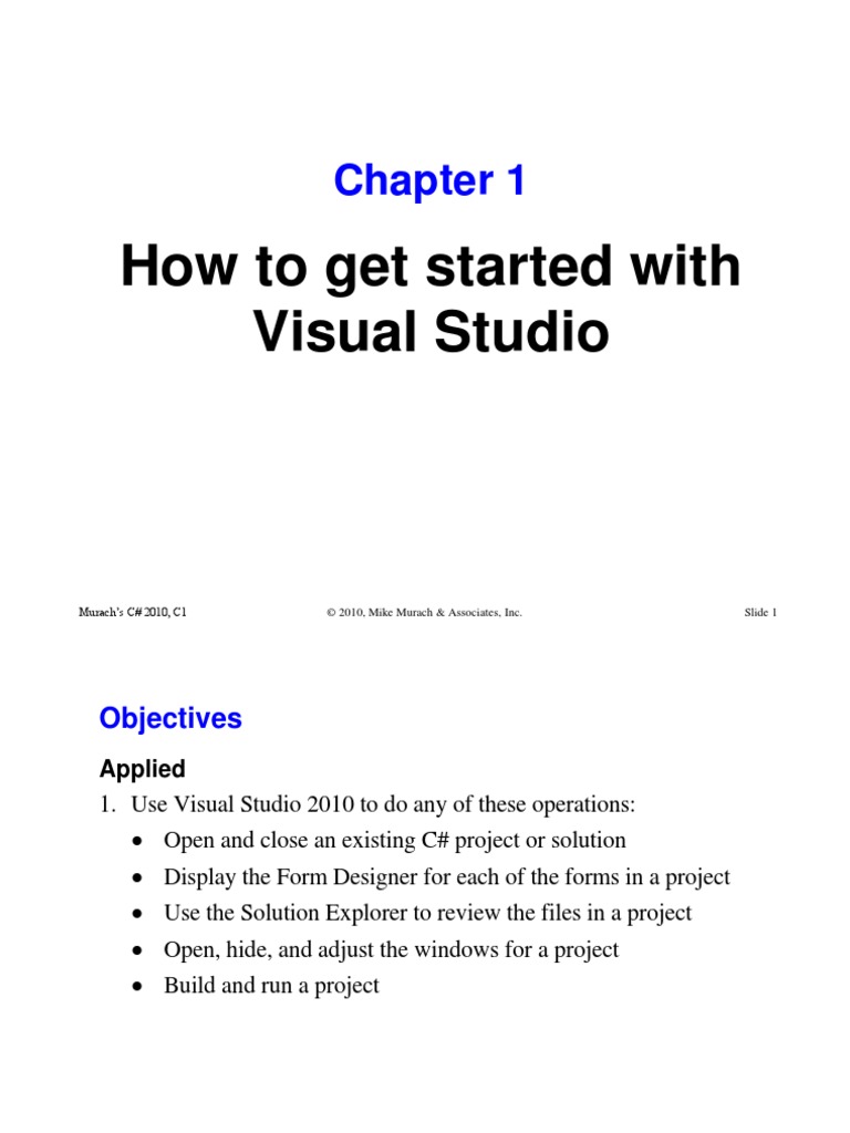 Chapter 01 | PDF | Microsoft Visual Studio | C Sharp (Programming Language)