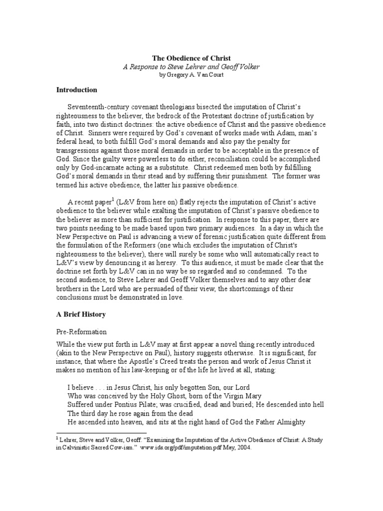 The Obedience Of Christ Pdf Justification Theology Covenant