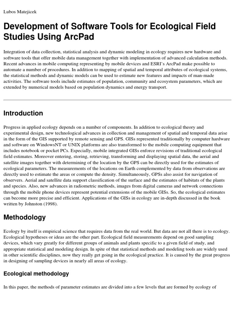 EcoPad: Software for Ecological Studies | PDF | Arc Gis | Ecology