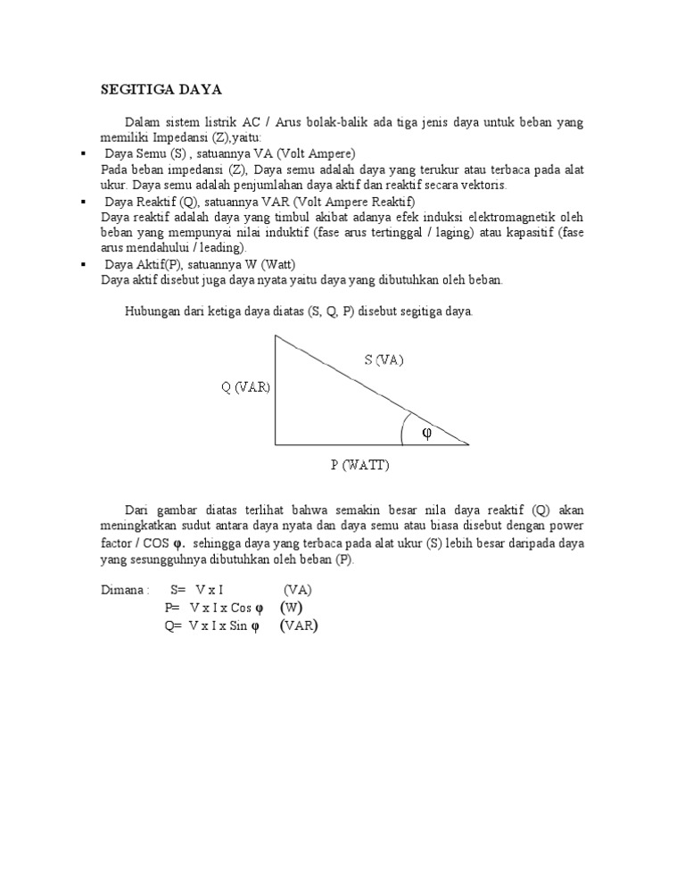 Segitiga Daya dalam Sistem Listrik AC | PDF