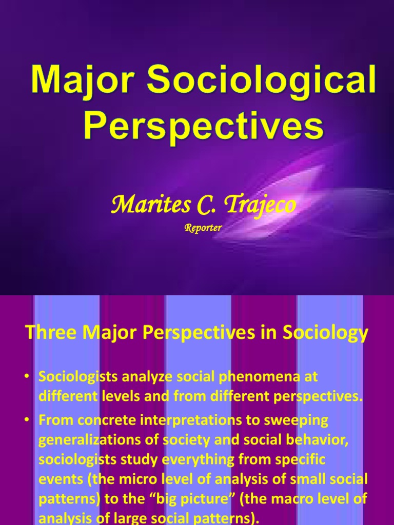 Three Major Sociological Perspectives | PDF | Sociology | Institution