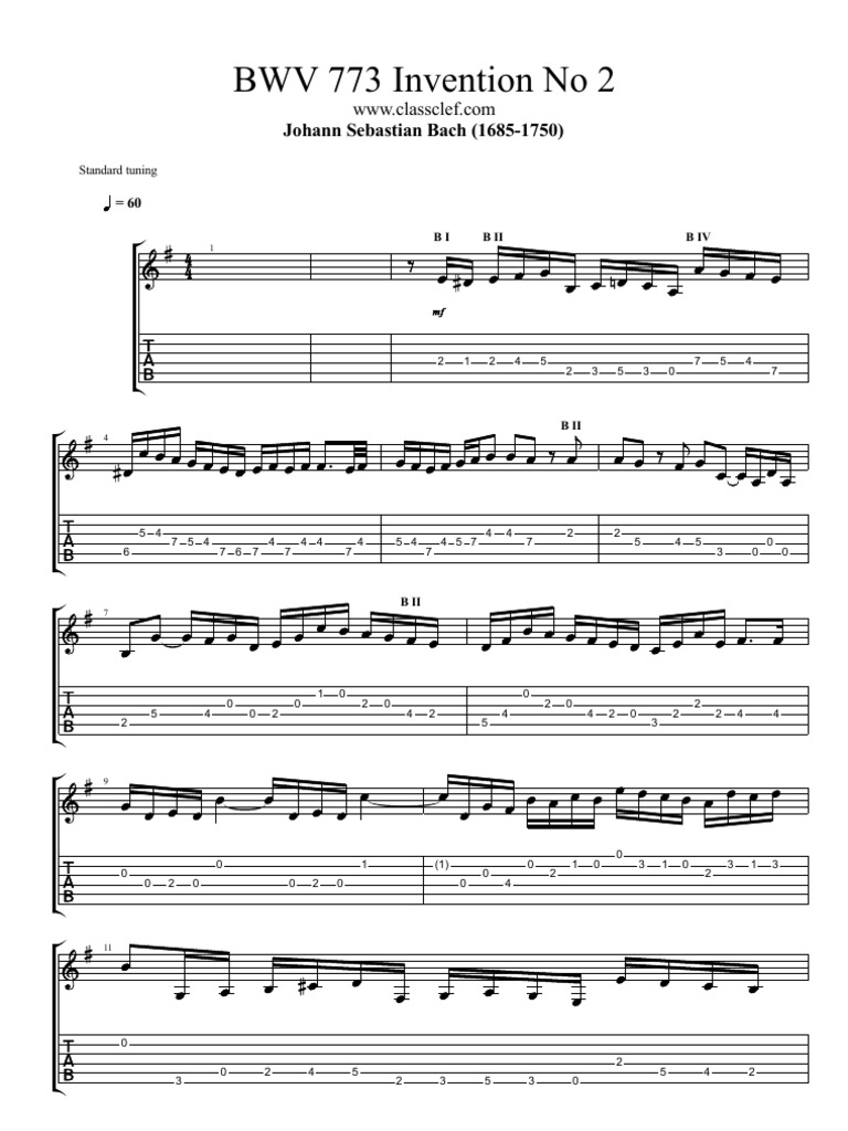 BWV 773 Invention No 2 B by Johann Sebastian Bach | PDF | Home & Garden