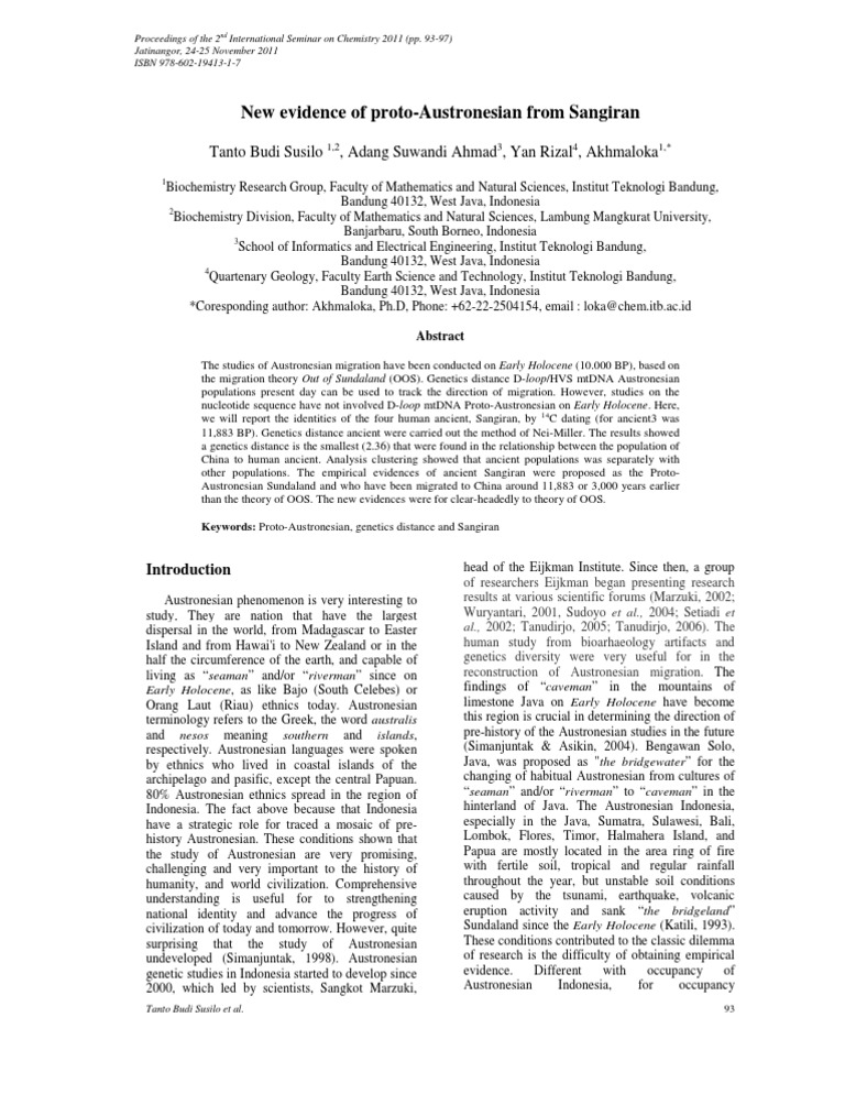New Evidence of Proto-Austronesian From Sangiran: Tanto Budi Susilo ...