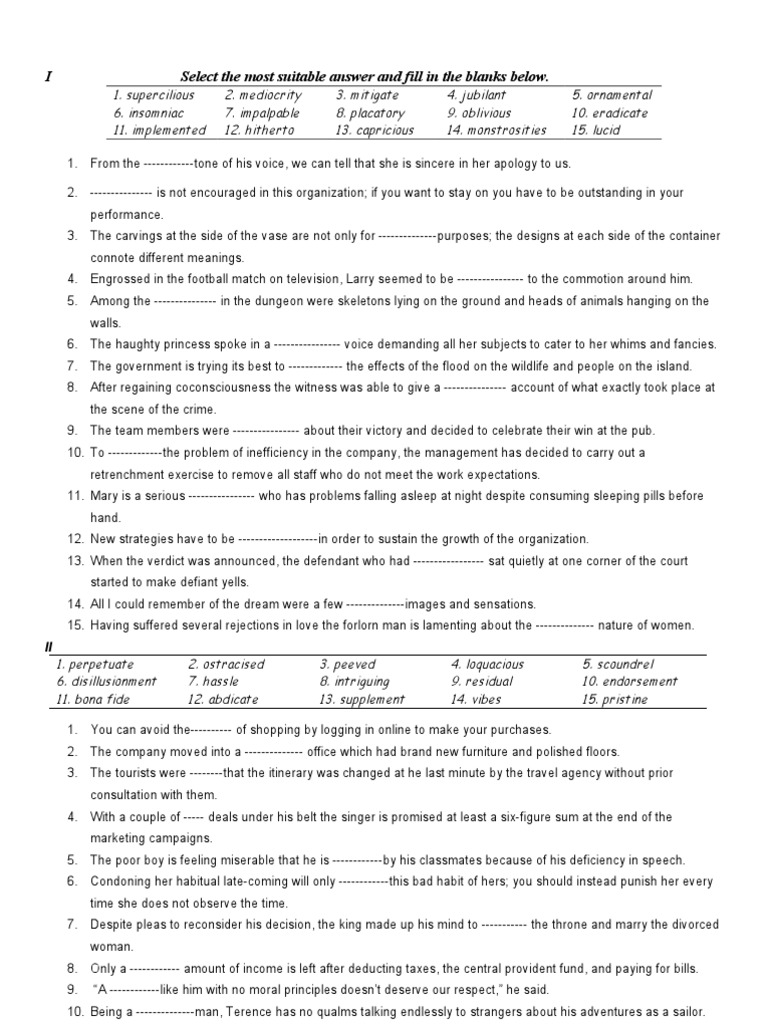 Vocabulary Mastery Exercises | PDF