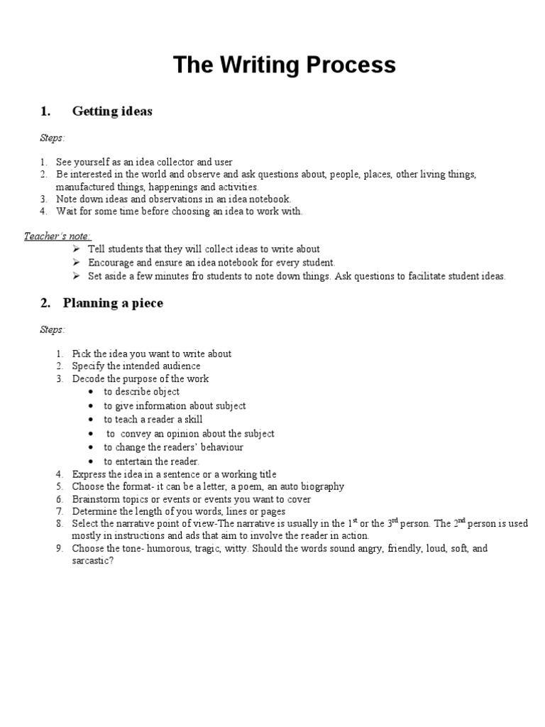 The Writing Process: 1. Getting Ideas | PDF | Editing | Question