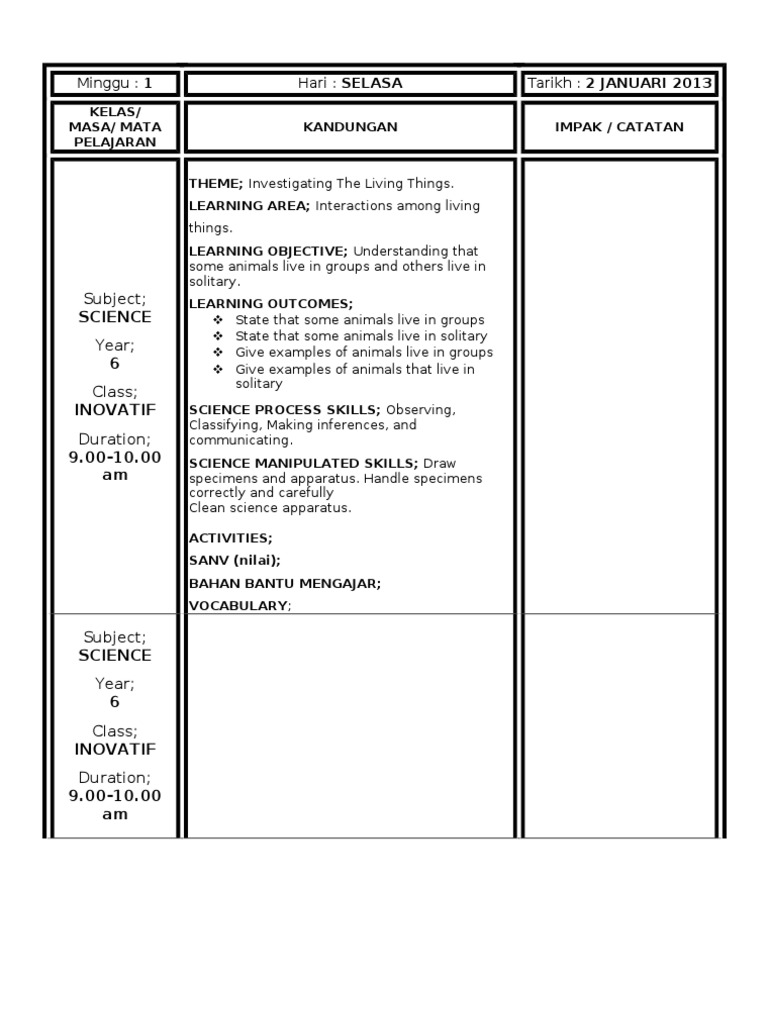 Science Lesson Plan: Living Things | PDF