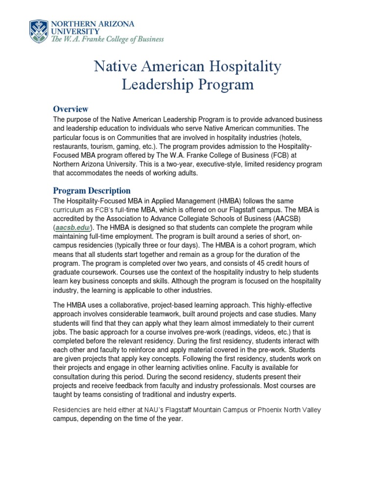 Native American Hospitality Leadership Program at Northern Arizona ...