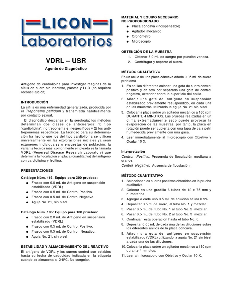 Vdrl Licon | Especialidades médicas | Inmunología