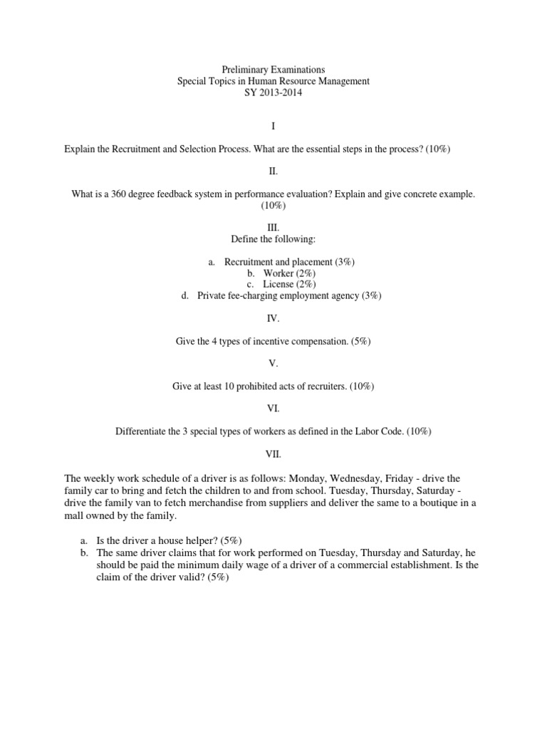 Prelim HR M Special | Download Free PDF | Overtime | Employee Relations