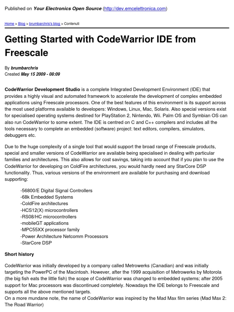 Getting Started With CodeWarrior IDE From Freescale | PDF | Integrated Development Environment ...