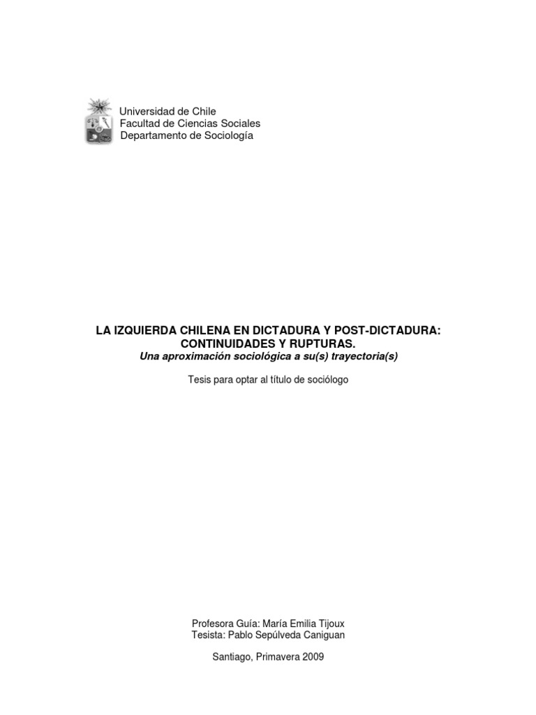 Sepulveda (2009) La Izquierda Chilena en Dictadura y Post-Dictadura: Continuidades y Rupturas ...