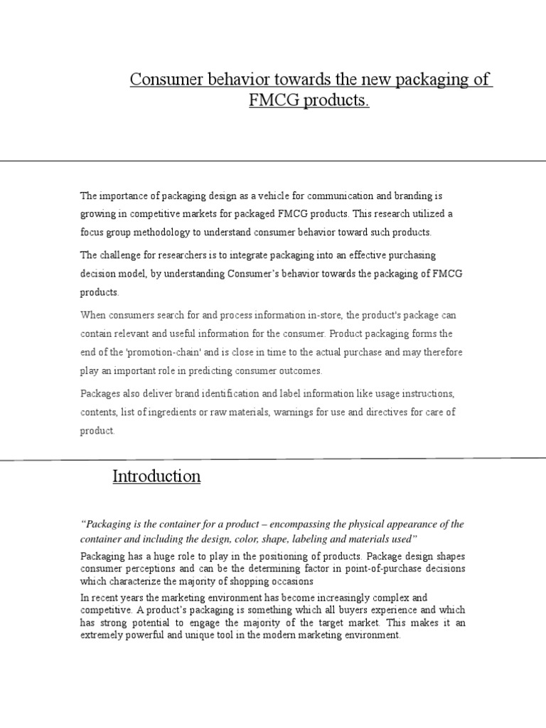 Consumer Behaviour Towards Packaging of FMCG Products. | PDF | Consumer ...