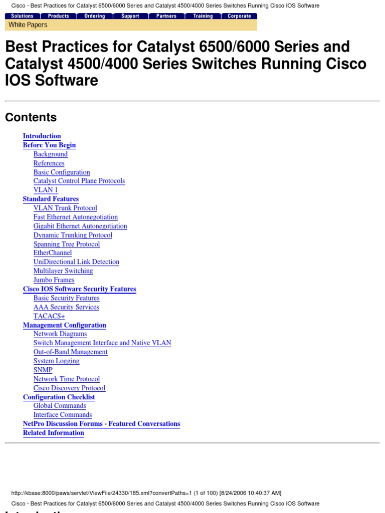 Best Practices For Catalyst 6500/6000 Series and Catalyst 4500/4000 ...