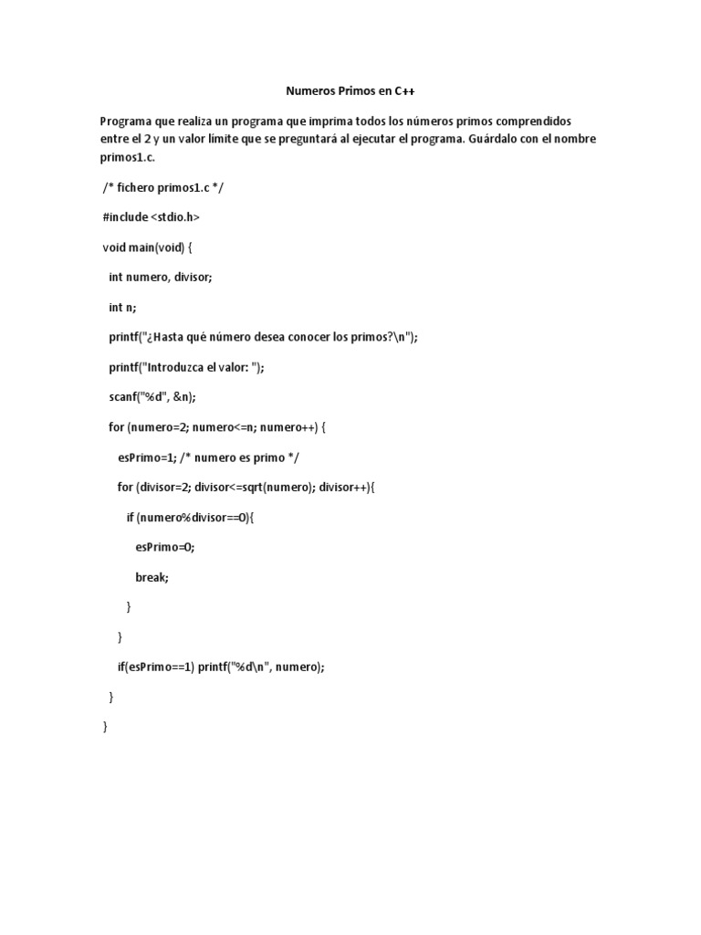 Numeros Primos en C | PDF