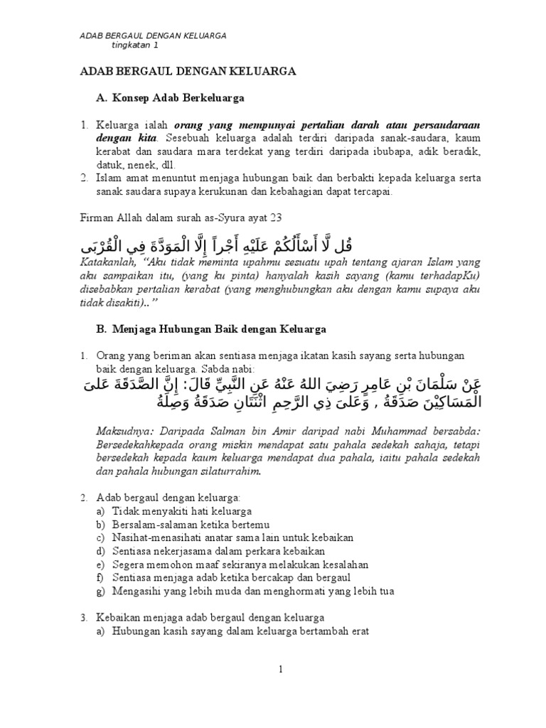 Adab Bergaul Dengan Keluarga | PDF