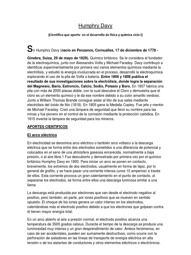 Humphry Davy | PDF | Química | Ciencias fisicas