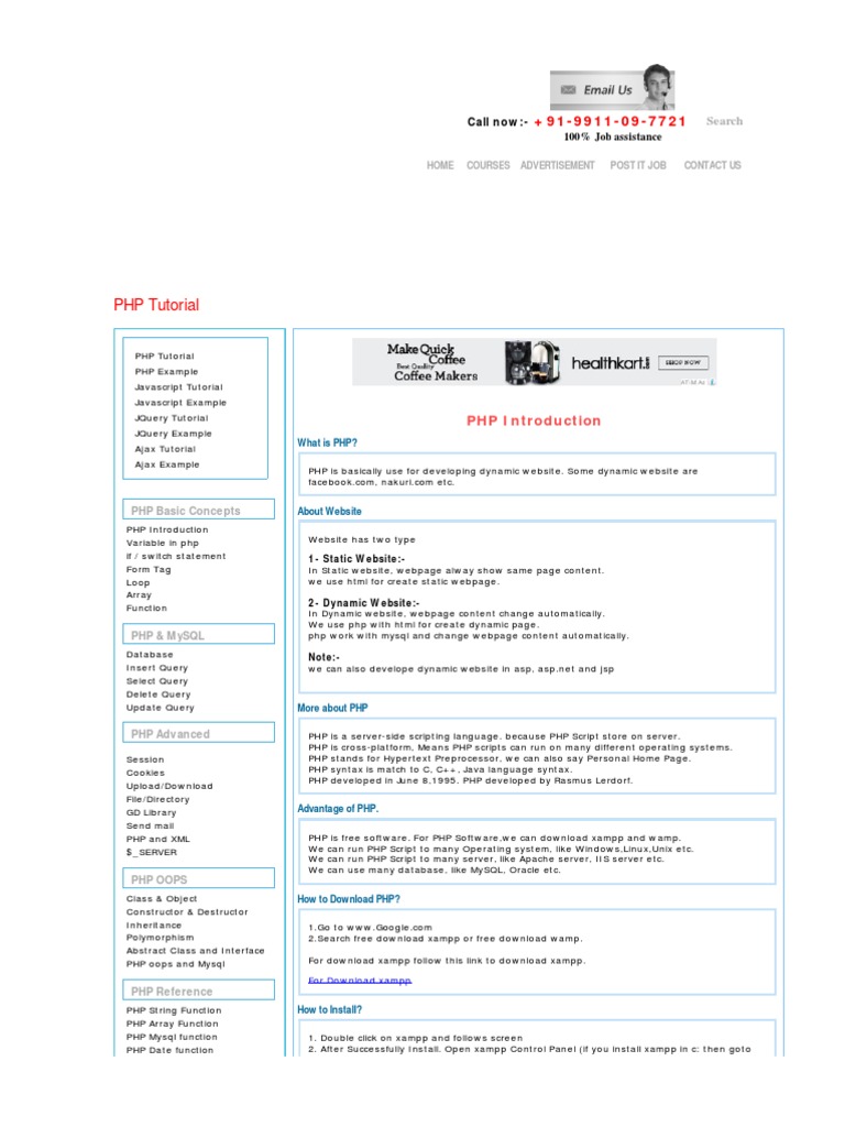 PHP Tutorial - PHP Tutor... Tutorial For Beginners | Download Free PDF ...