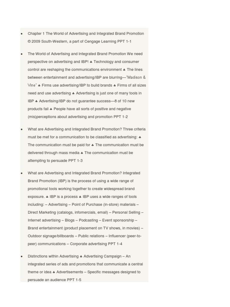 Chapter 1 The World of Advertising and Integrated Brand Promotion | PDF ...