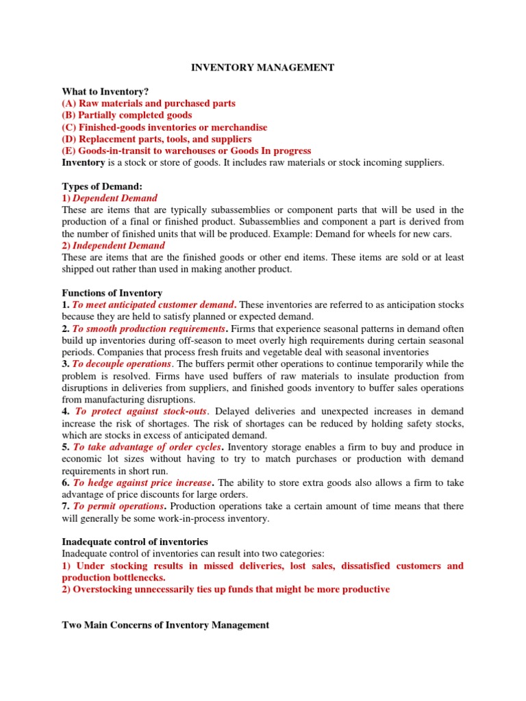 To Meet Anticipated Customer Demand. To Smooth Production Requirements ...