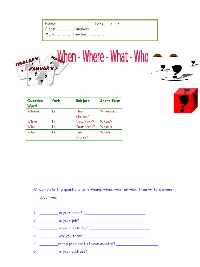Basic Question Formation Exercises | PDF