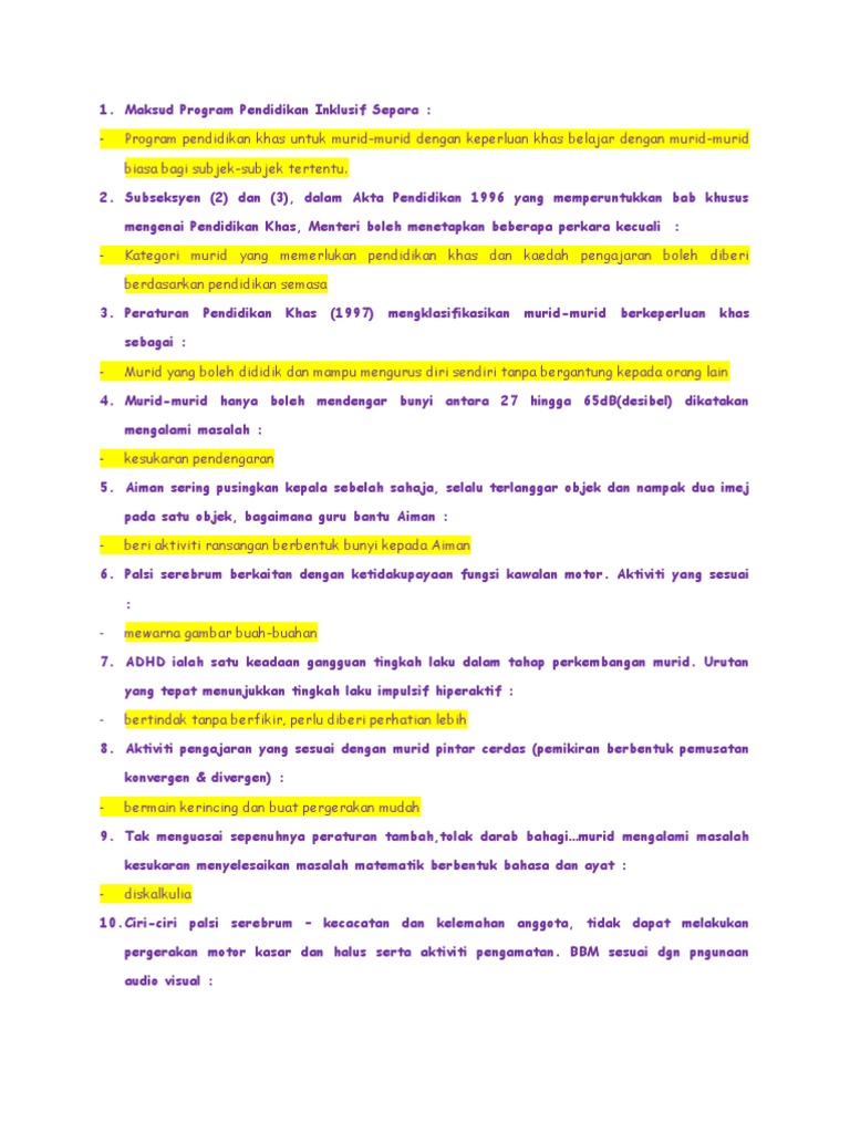 Maksud Program Pendidikan Inklusif Separa | PDF