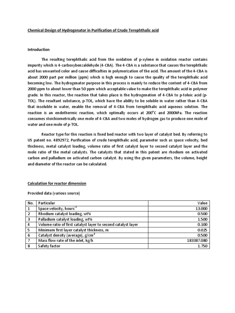 Hydrogenator Design | PDF | Chemical Reactor | Chemical Reactions
