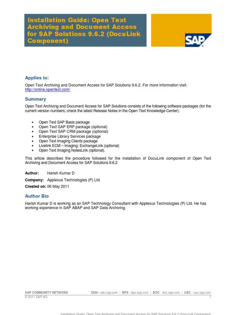 Sap Open Text Imaging Installation | PDF | Sap Se | Computer File