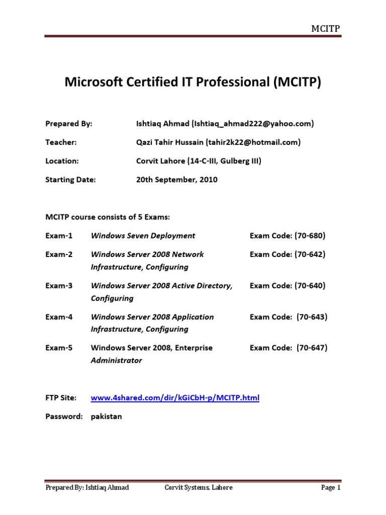 Microsoft Certified IT Professional (MCITP) | PDF | I Pv6 | Cache (Computing)