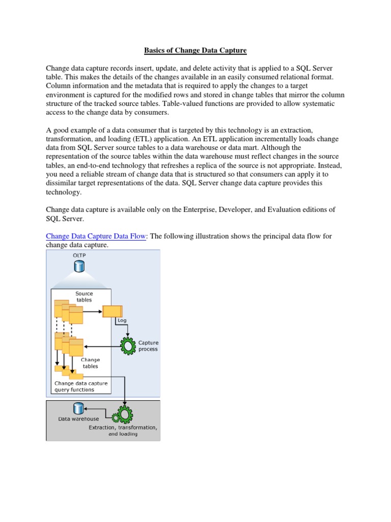 Change Data Capture | PDF | Databases | Microsoft Sql Server