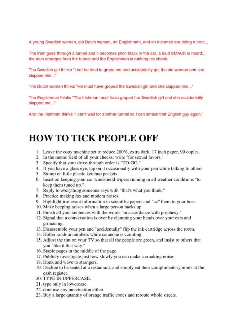 How To Tick People Off | PDF | Leisure