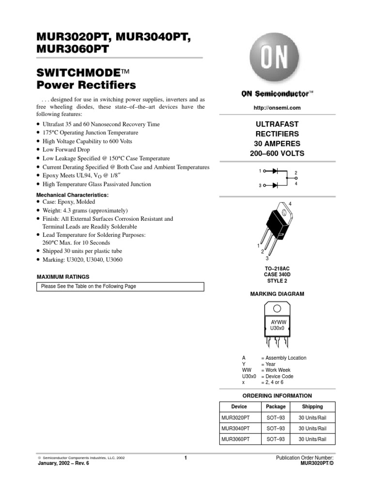 MUR3060PT | PDF | Rectifier | Diode