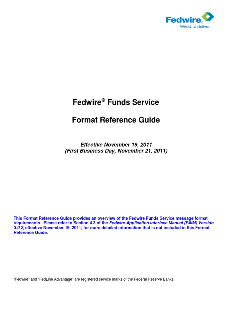 Fedwire Funds Format Reference Guide | PDF | Fedwire | Identity Document